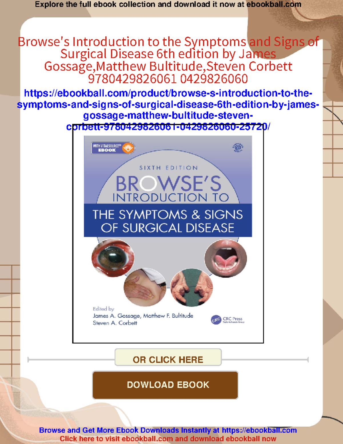 Introduction to the Symptoms and Signs of Surgical Disease, 6th Ed ...