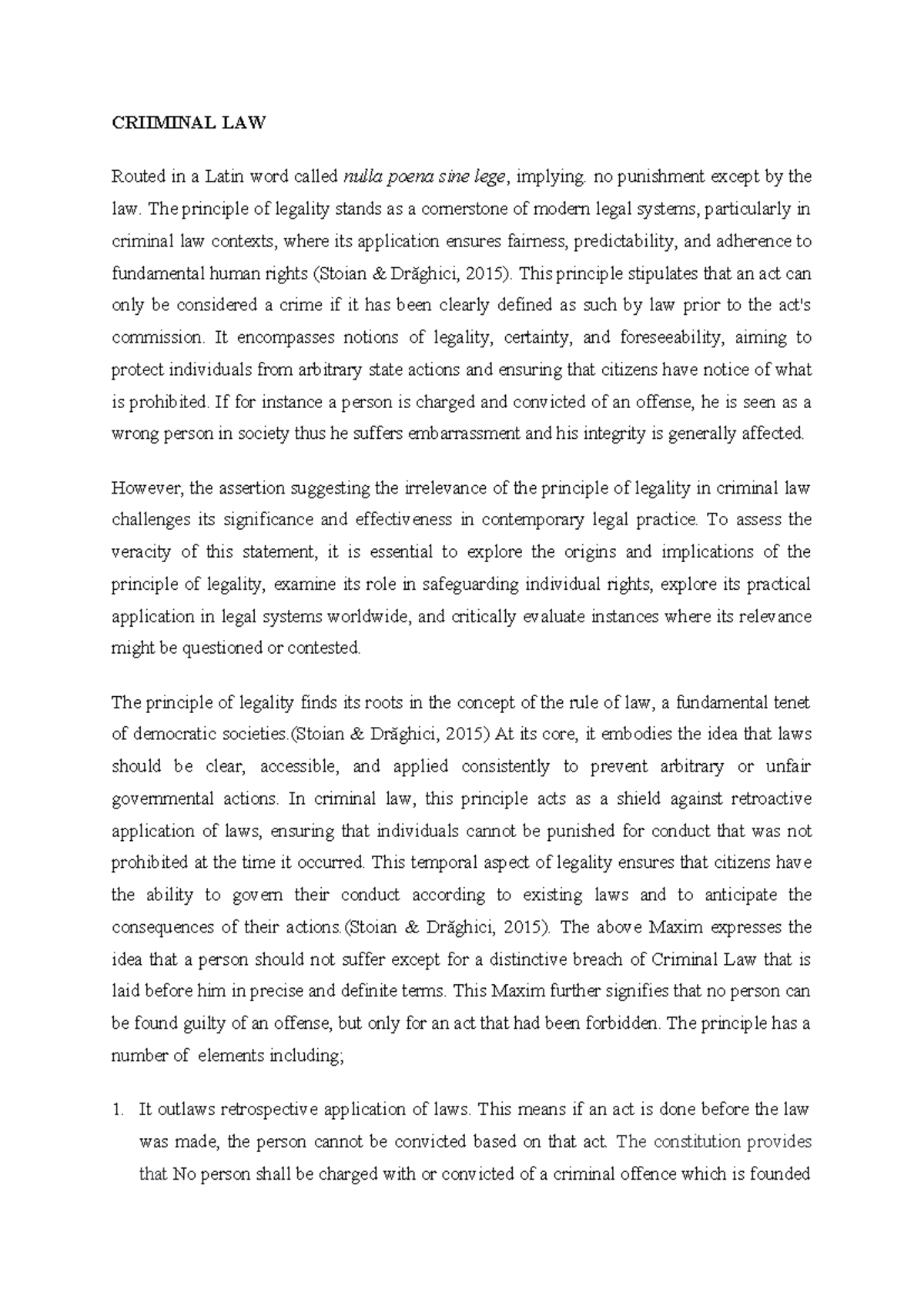 Criminal LAW - nnn - CRIIMINAL LAW Routed in a Latin word called nulla ...