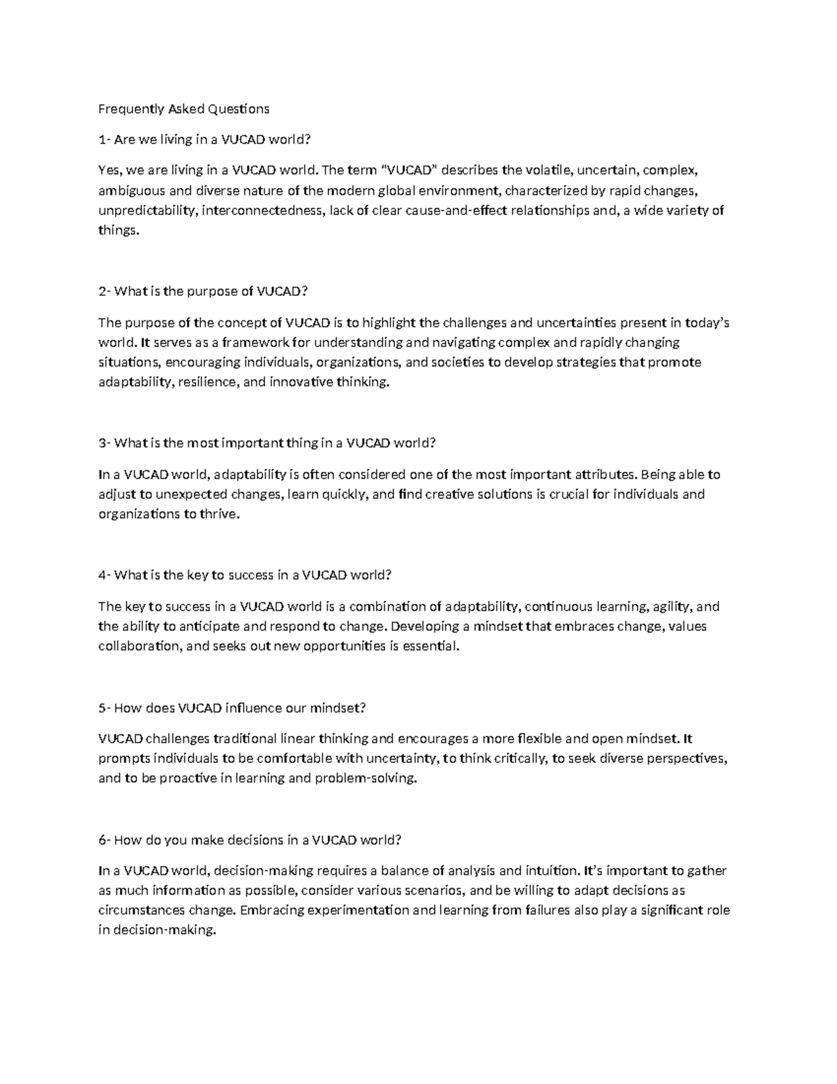 Navigating the VUCAD World: Key Concepts and Insights on Adaptability ...