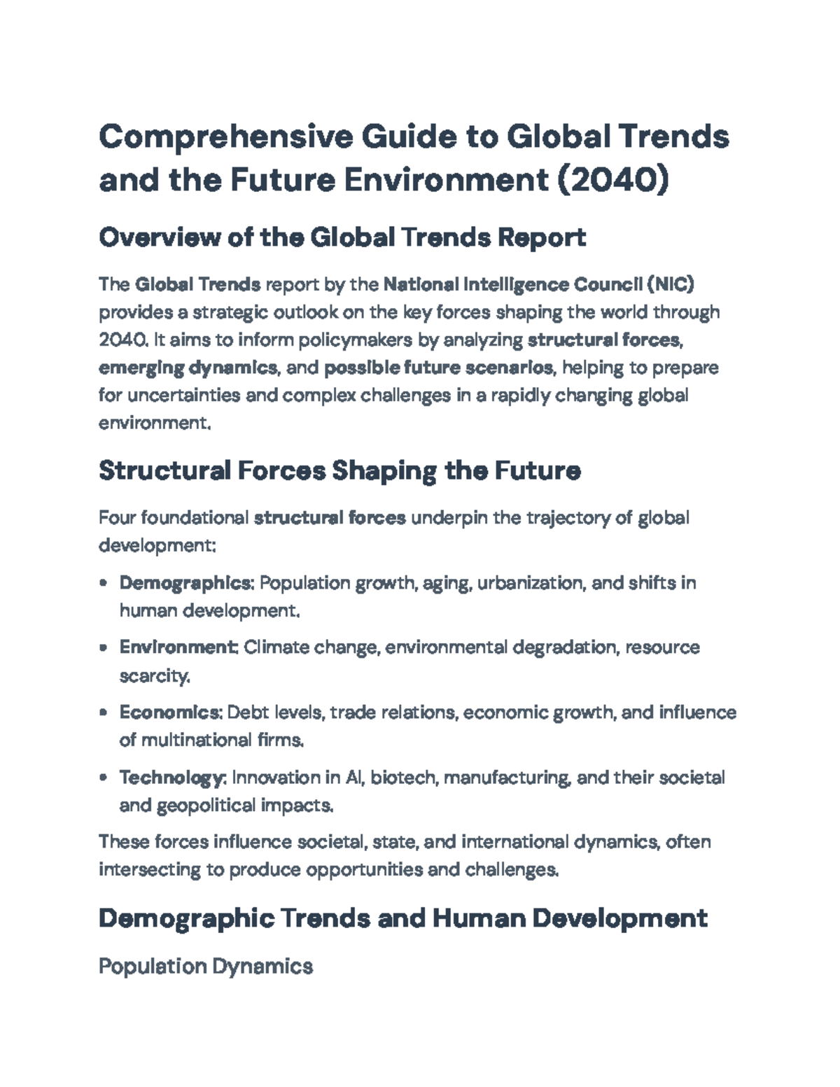 Comprehensive Guide to Global Trends & Future Scenarios (2040) - Studocu