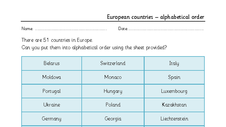 27206 European Countries in Alphabetical Order - Studocu
