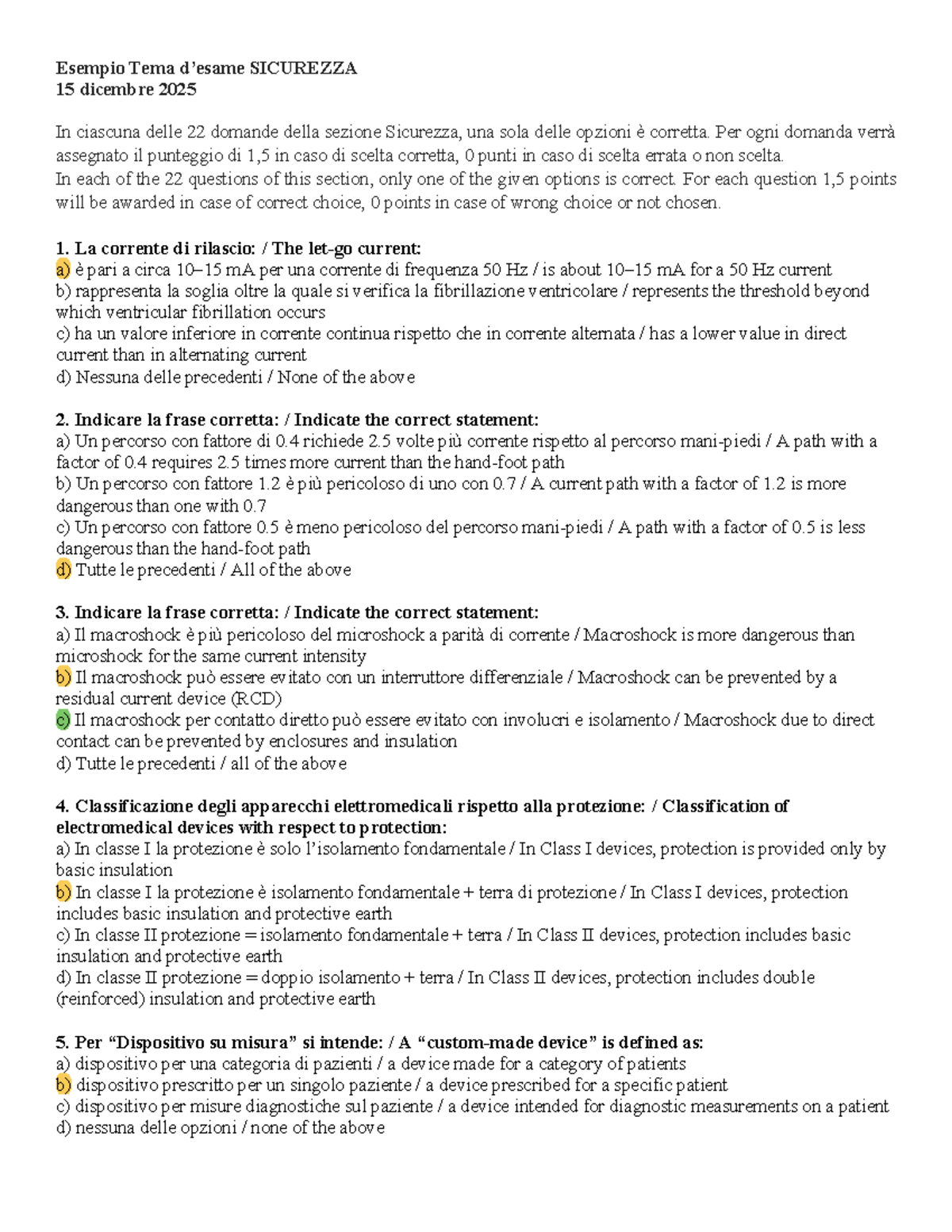 Tema d'Esame SICUREZZA - 15 Dicembre 2025 - Studocu