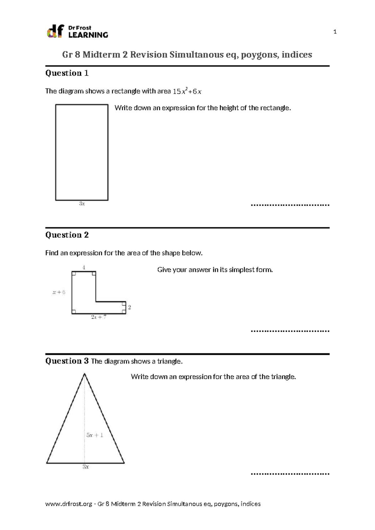 Gr 8 Midterm 2 Revision Simultaneous Equations Polygons Indices 4559
