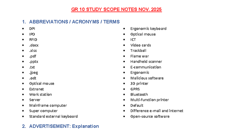 GR 10 THEORY SCOPE NOTES TERM 4 2025: TECH & NETWORKING - Studocu