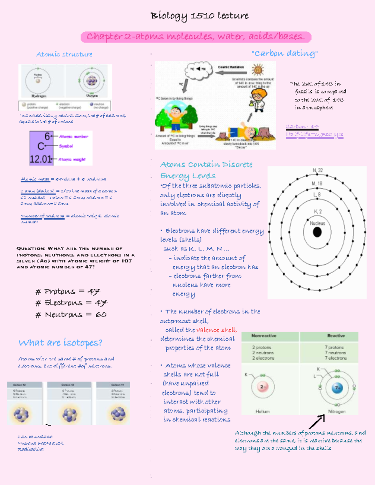 Biology 1510 Lecture: Chapter 3 - Carbs, Lipids, Proteins, Nucleic ...