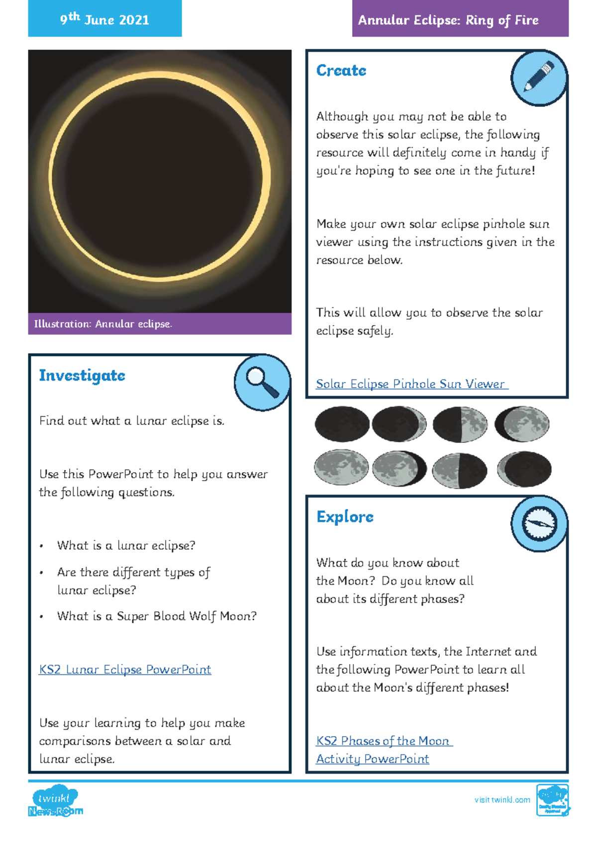 KS2 Extension Tasks: Exploring the 9th June 2021 Annular Eclipse - Studocu