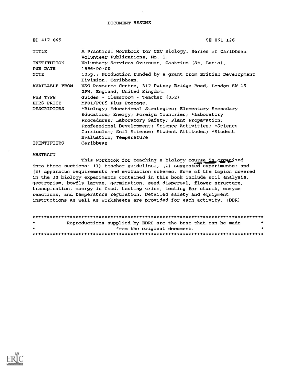 CSEC Biology - Practical Workbook for CXC Biology Experiments - Studocu