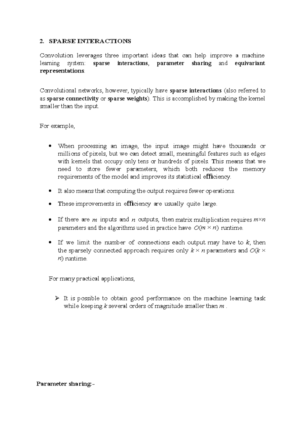 Sparse Interactions in Deep Learning: Convolution Insights - Studocu