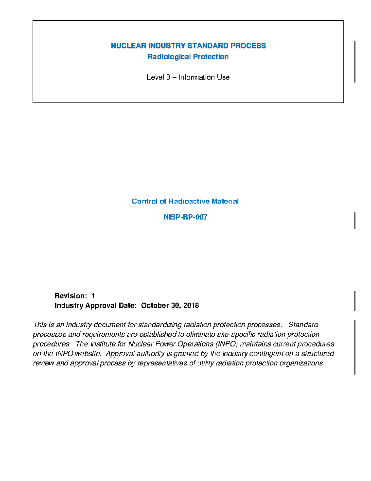 NISP-RP-007: Standard Procedures for Control of Radioactive Material ...