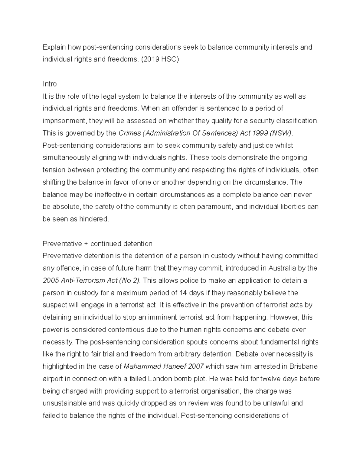 Post-Sentencing Considerations: Balancing Community Interests ...