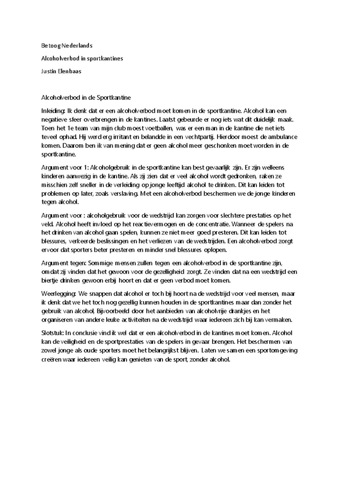 Alcoholverbod in Sportkantines - Argumenten en Weerlegging (RFT ...