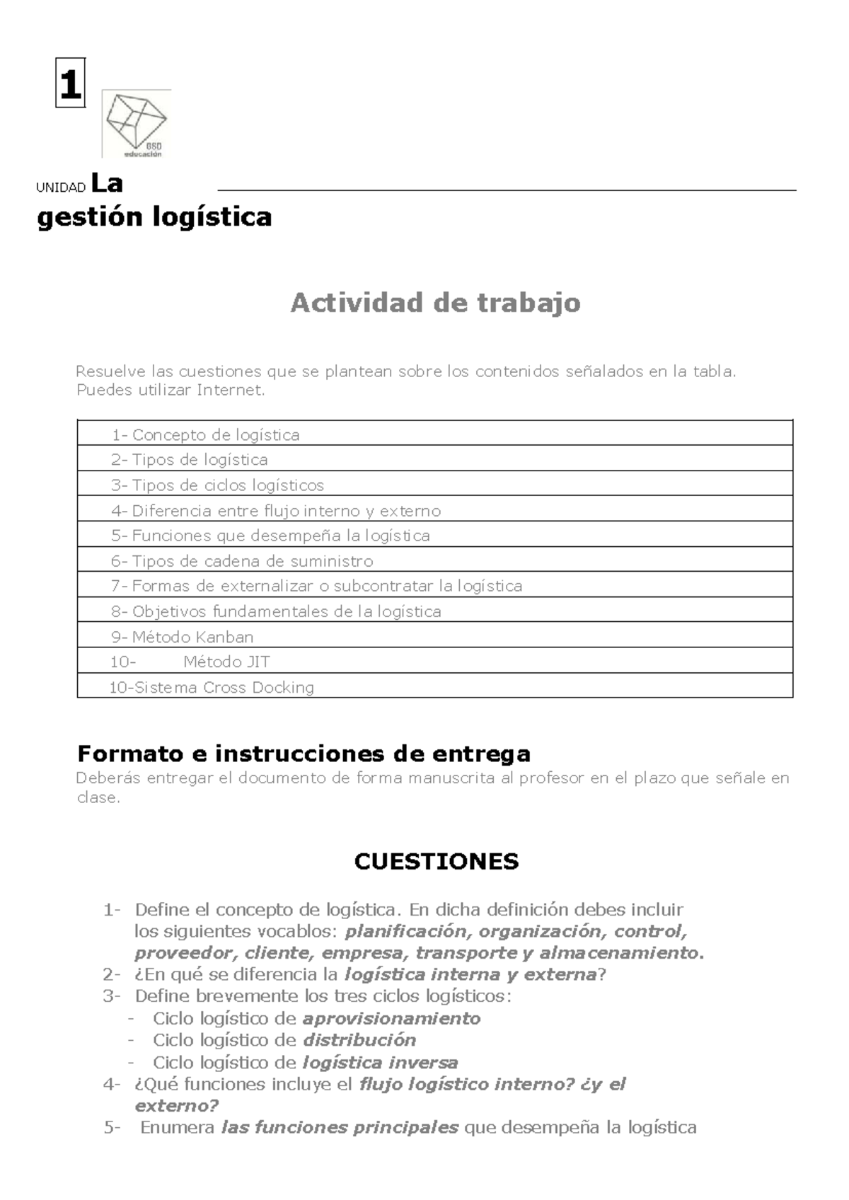 T1: Actividades de Logística y Cadenas de Suministro - Pablo Alonso ...