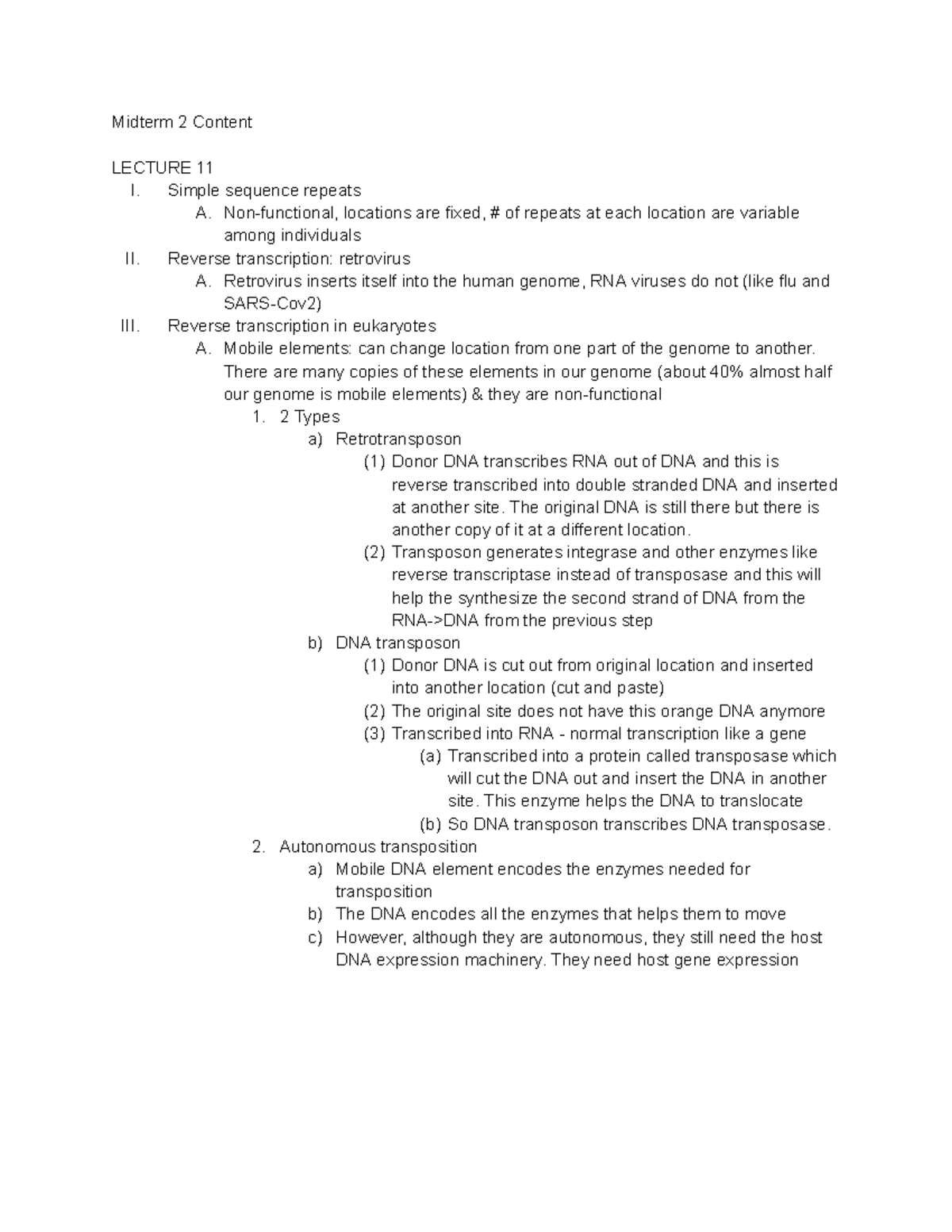 Biology 101 Midterm 2 Lecture Notes - Studocu