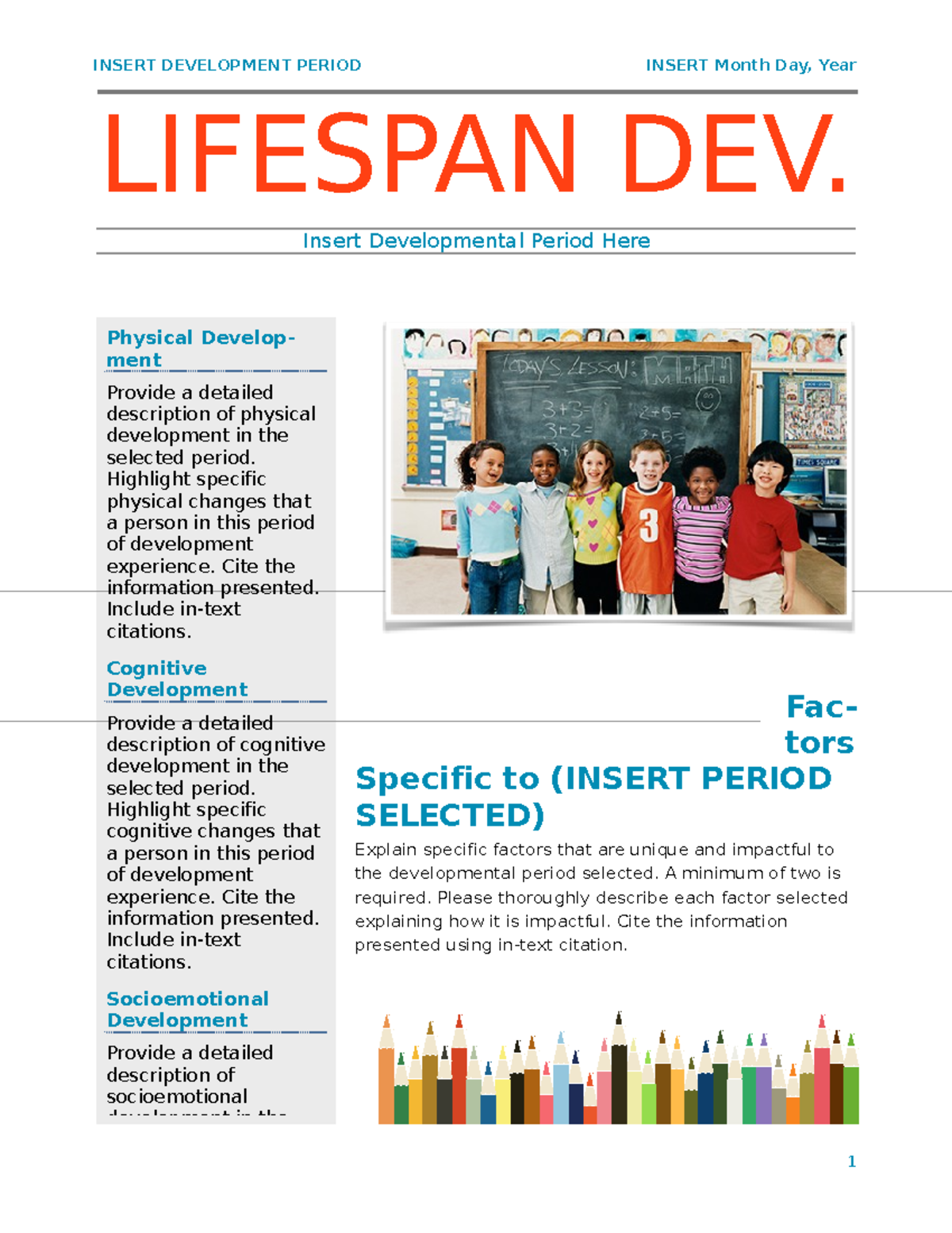 PSY 102 RS T3 Developmental Newsletter Template for Lifespan Dev. - Studocu