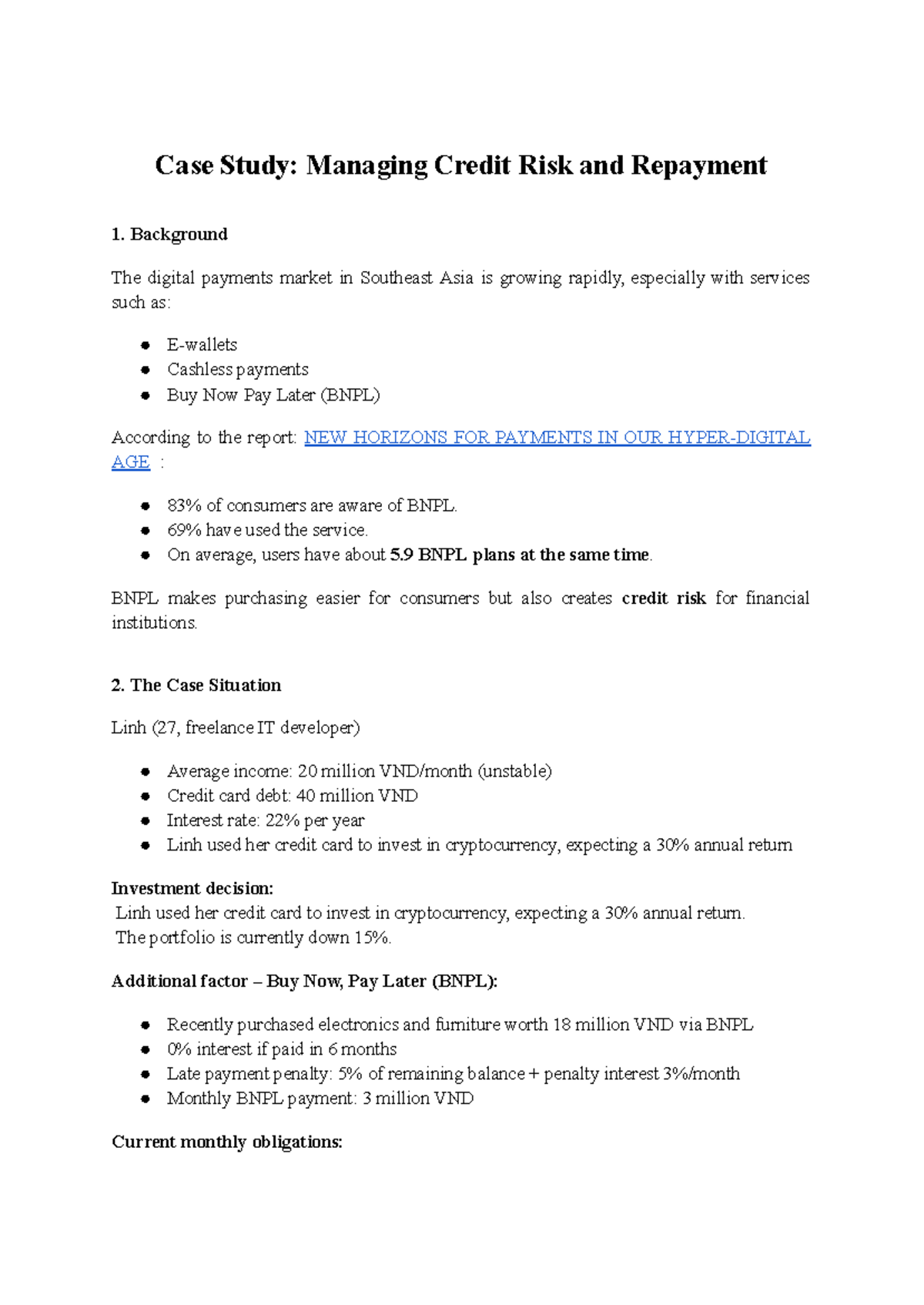 Case Study: Managing Credit Risk & Repayment in BNPL (Group 3) - Studocu