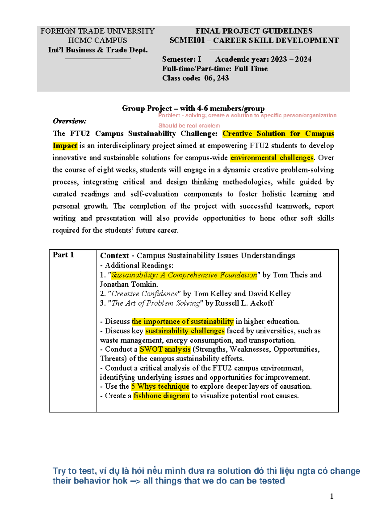 2024 Spring SCME1010 Final Project Guidelines for Career Skills ...