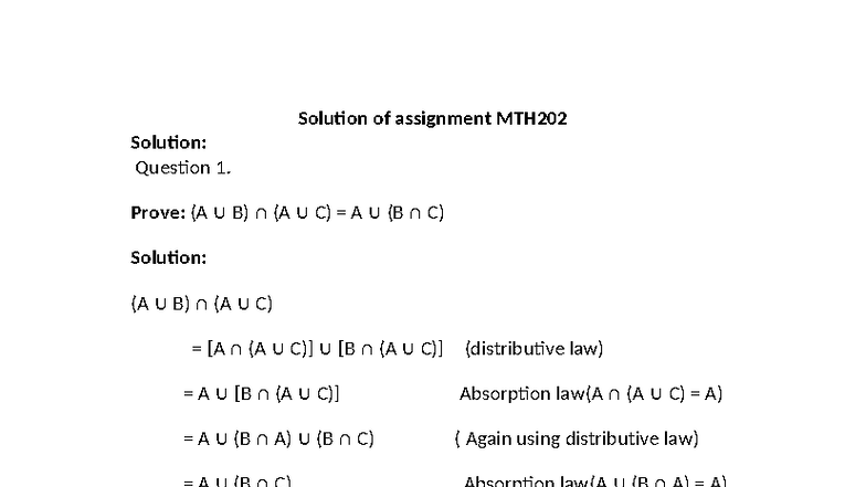 Solution of Assignment MTH202: Proofs and Truth Tables - Studocu