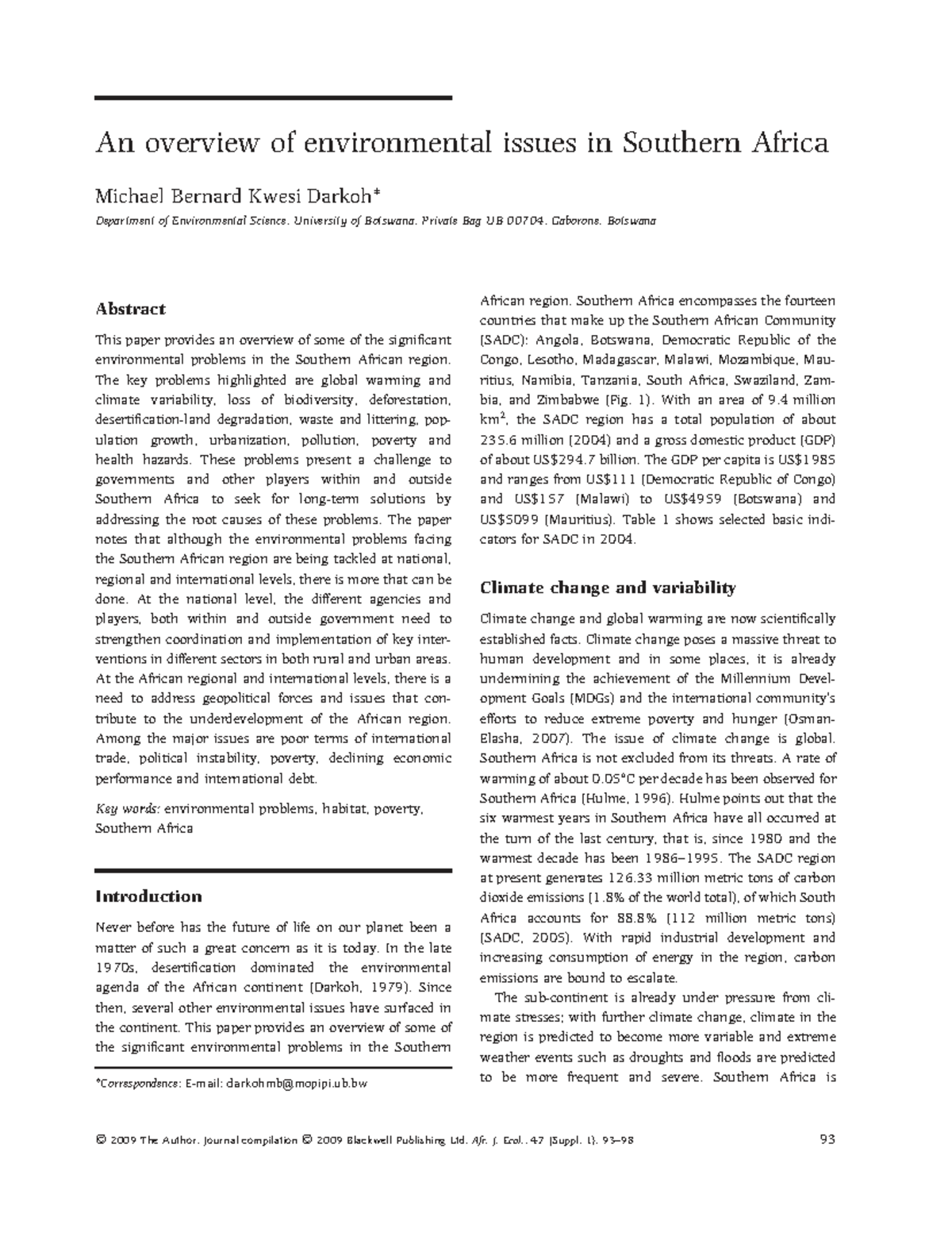 Environmental Challenges in Southern Africa: A Comprehensive Overview ...