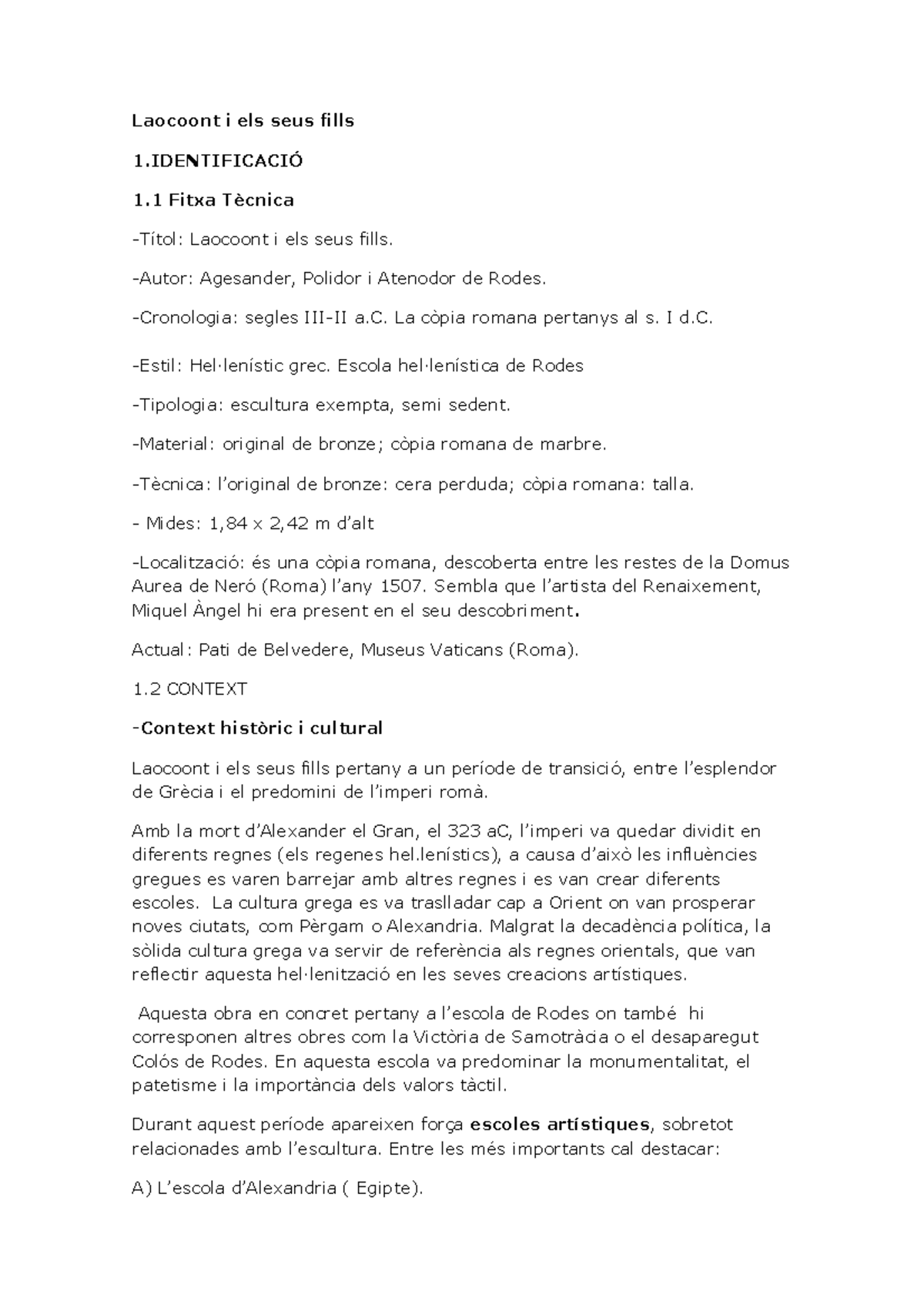 Laocoont i els Seus Fills: Fitxa Tècnica i Anàlisi Històrica (Història ...