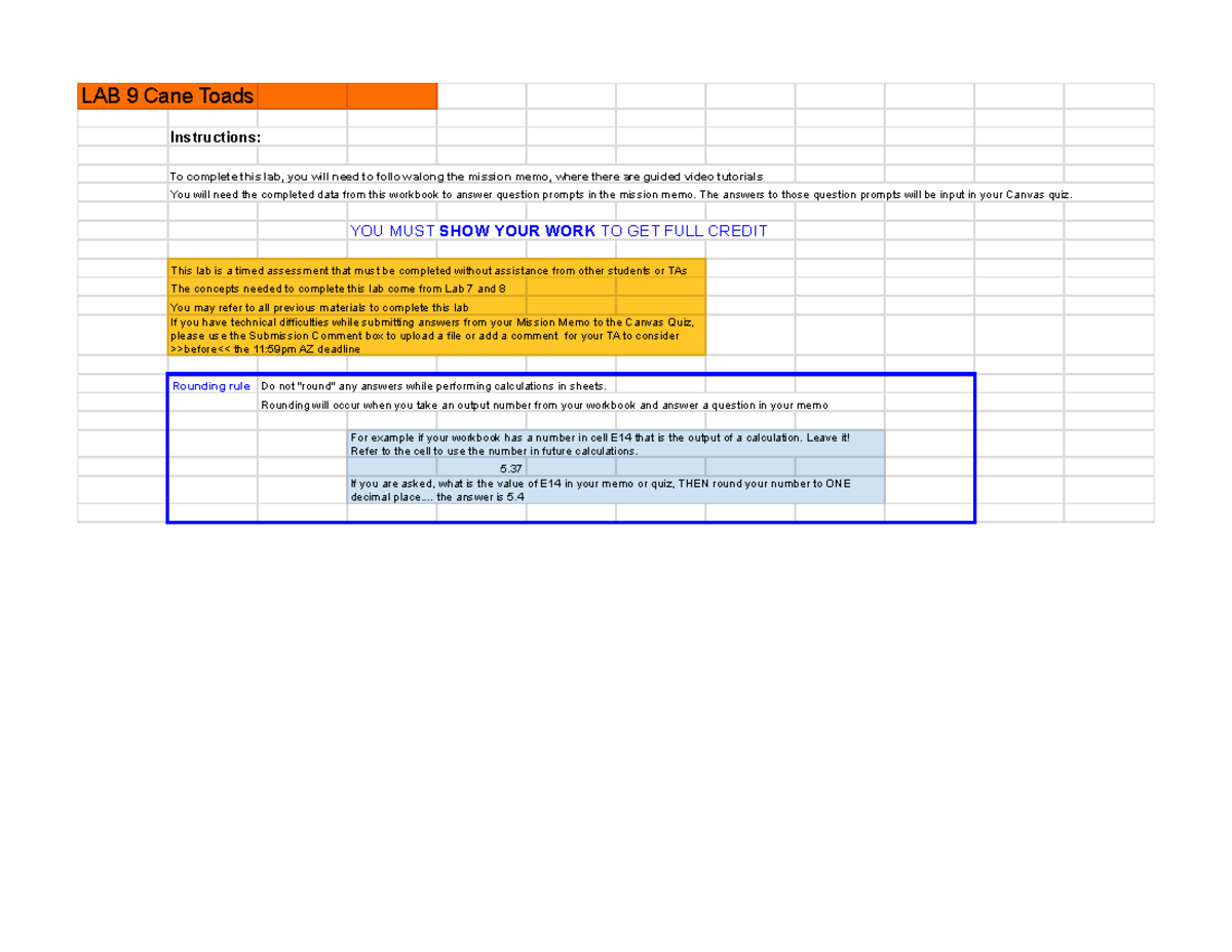 Lab 9: Cane Toads Impact on Australian Ecosystem - BIO 182 Workbook ...