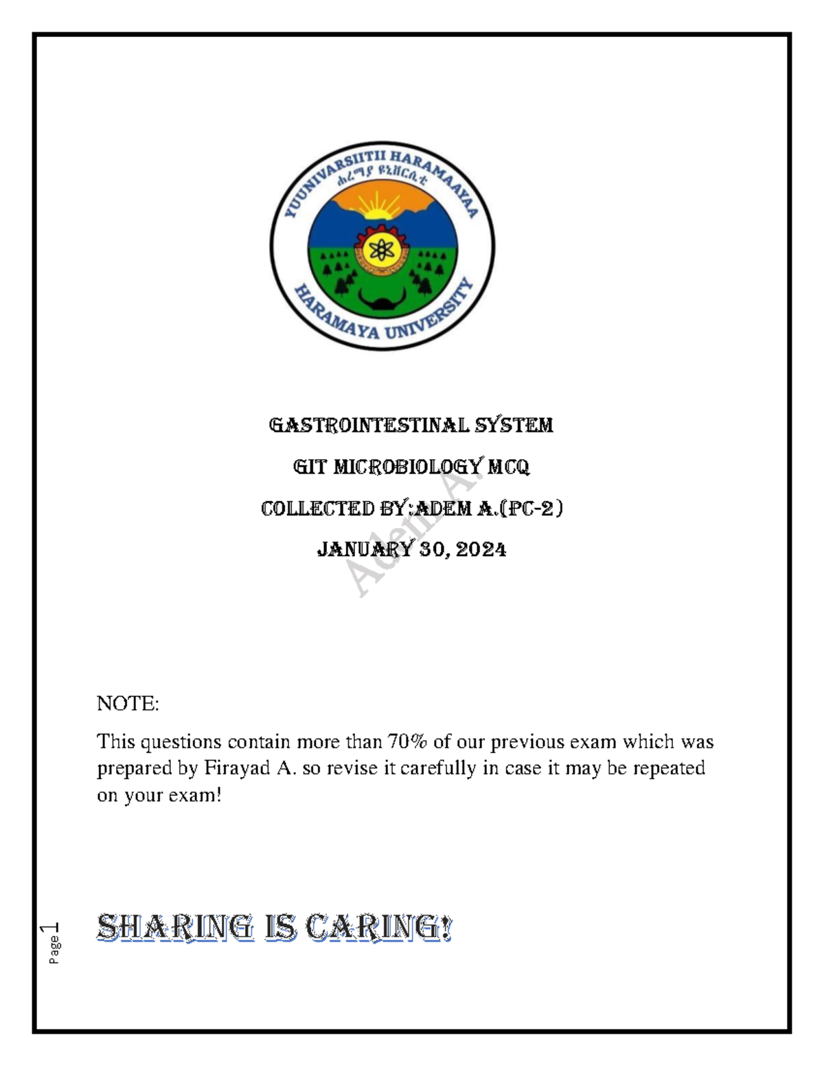 GIT Microbiology MCQs for Exam Preparation (GASTRO 101) - Studocu