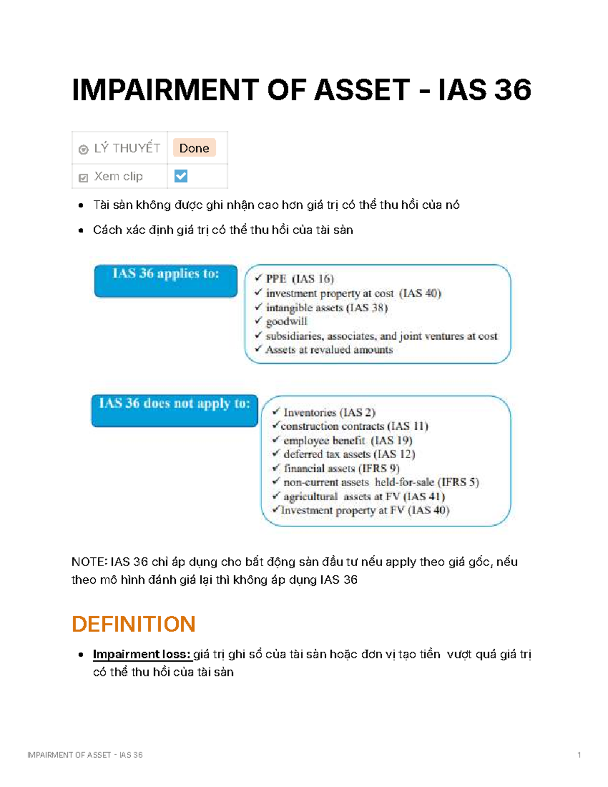 Impairment of Asset - IAS 36 Theory and Application Notes - Studocu