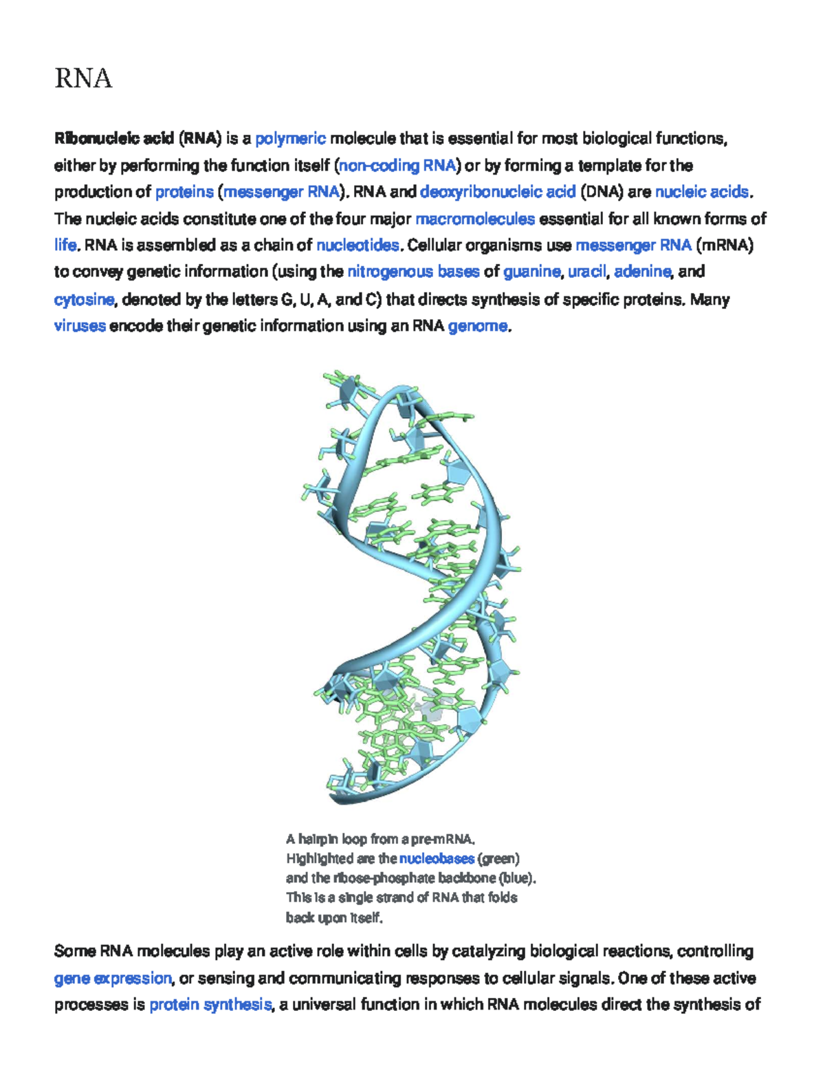 Ribonucleic Acid (RNA) Overview: Essential Functions in Life Sciences ...