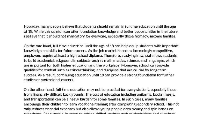 Education Until 18: Pros and Cons of Mandatory Schooling - Studocu