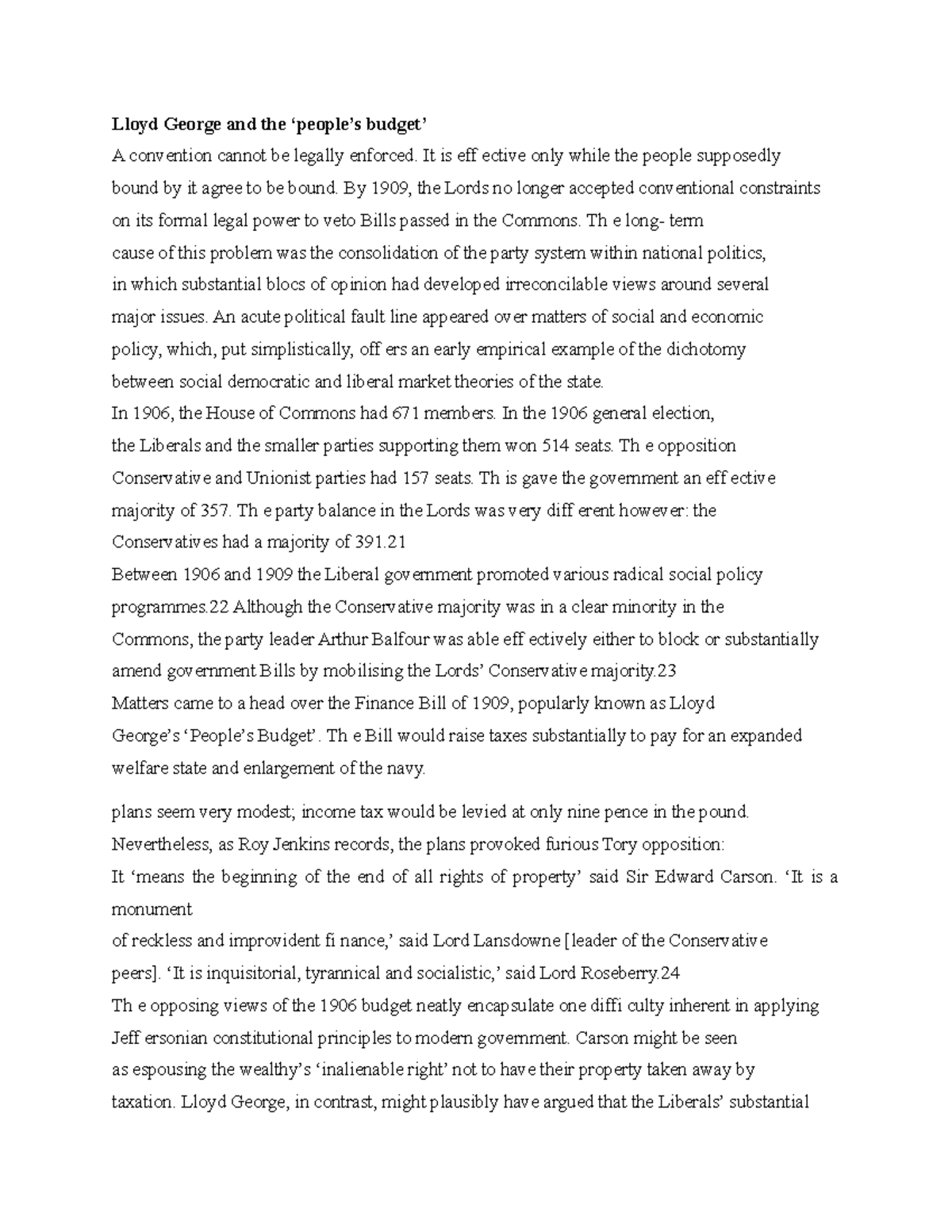 People's Budget - Lloyd George and the ‘people’s budget’ A convention ...