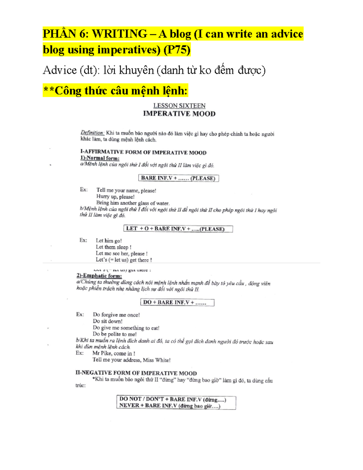 PHẦN 6: WRITING AN ADVICE BLOG & CLIL TECHNOLOGY (P75-P76) - Studocu