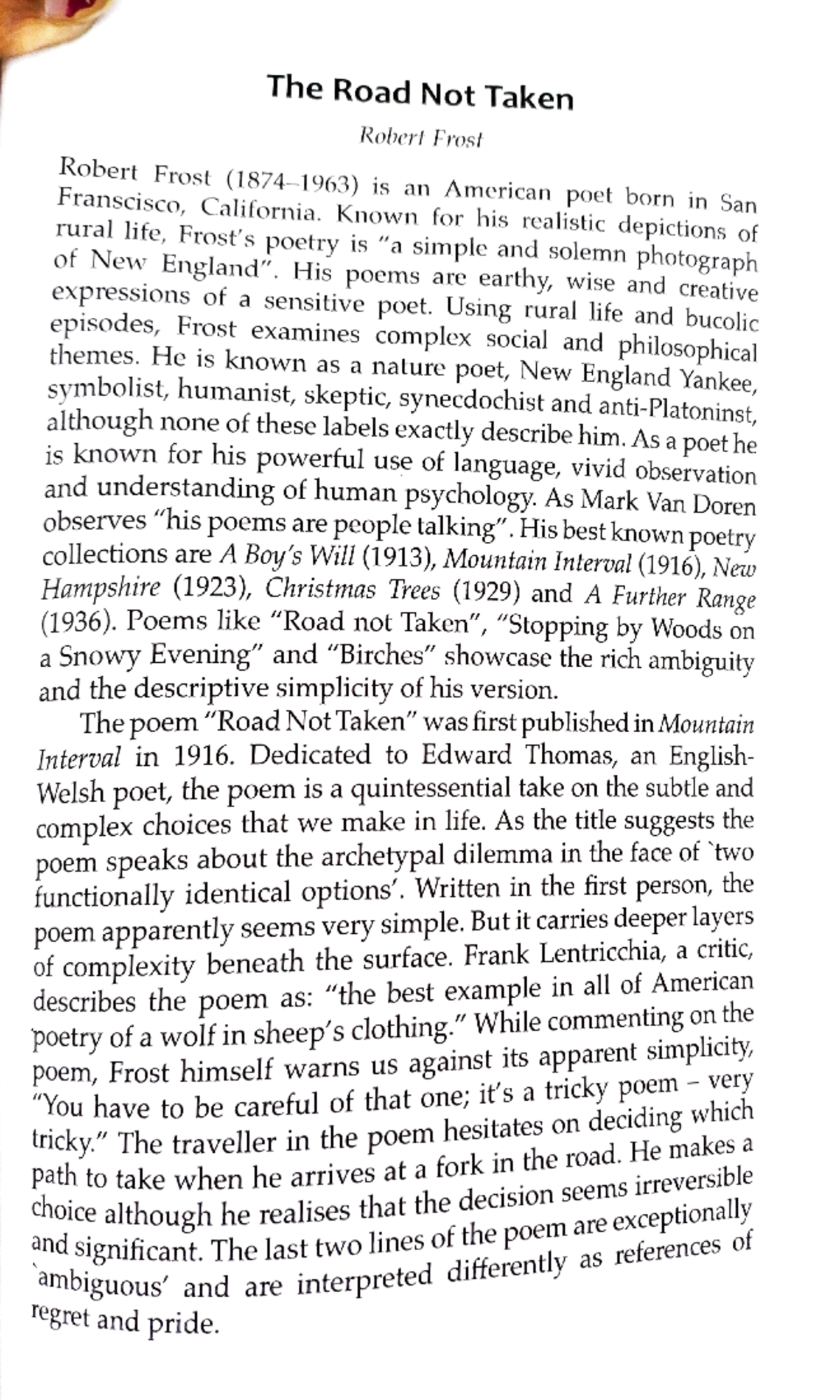 Road not taken - Chapter - ####### The Road Not Taken Robert Frost ...