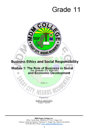 Business-Ethics-Social-Responsibility-lesson 13 - SENIOR HIGH SCHOOL ...
