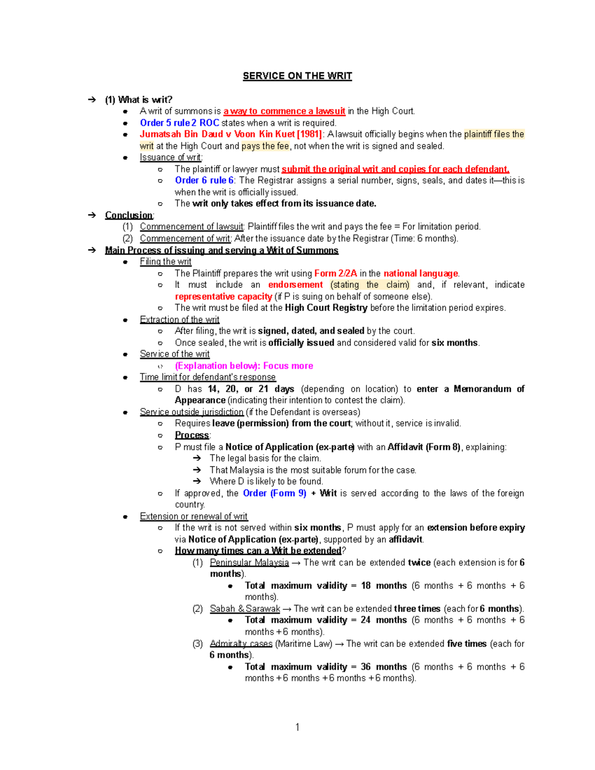 Service of the Writ: Guide on Issuance, Execution & Jurisdiction Rules ...