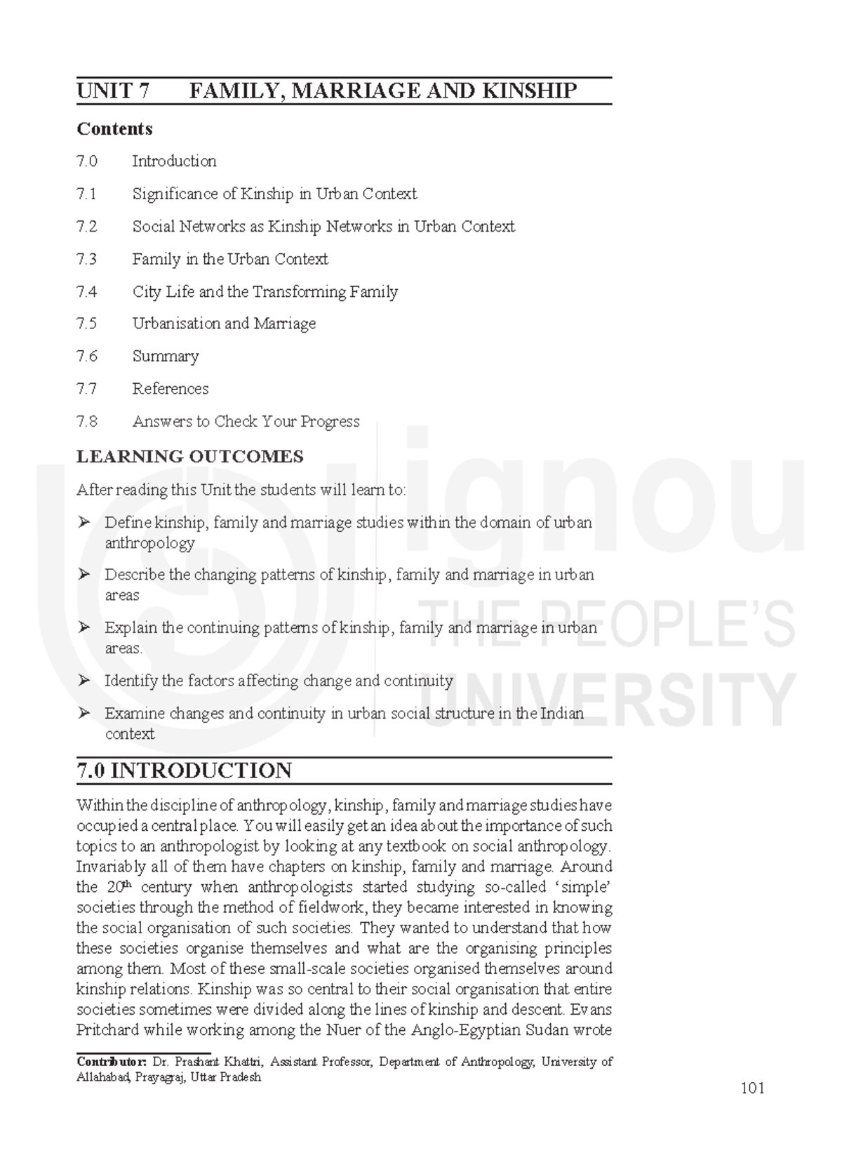 Kinship in city - NOTES - UNIT 7 FAMILY, MARRIAGE AND KINSHIP Contents ...
