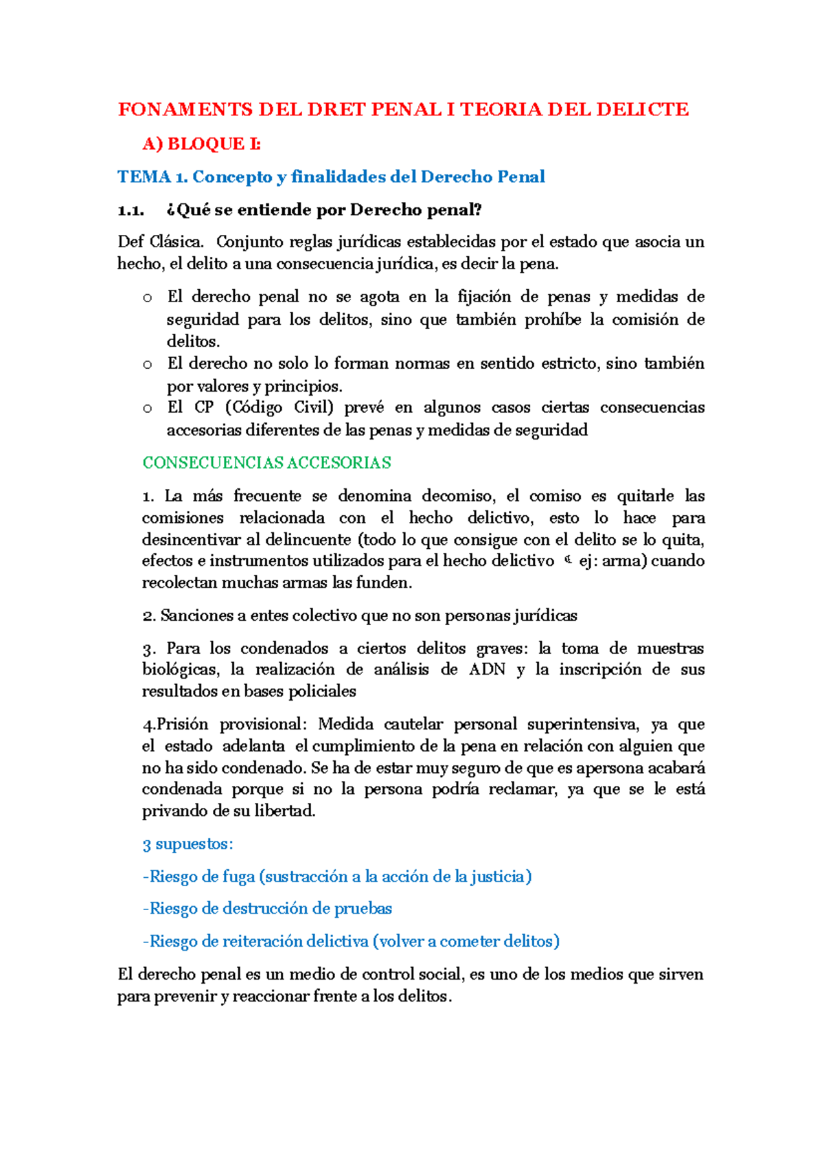 Apuntes de Derecho Penal I: Conceptos y Teorías Fundamentales - Studocu