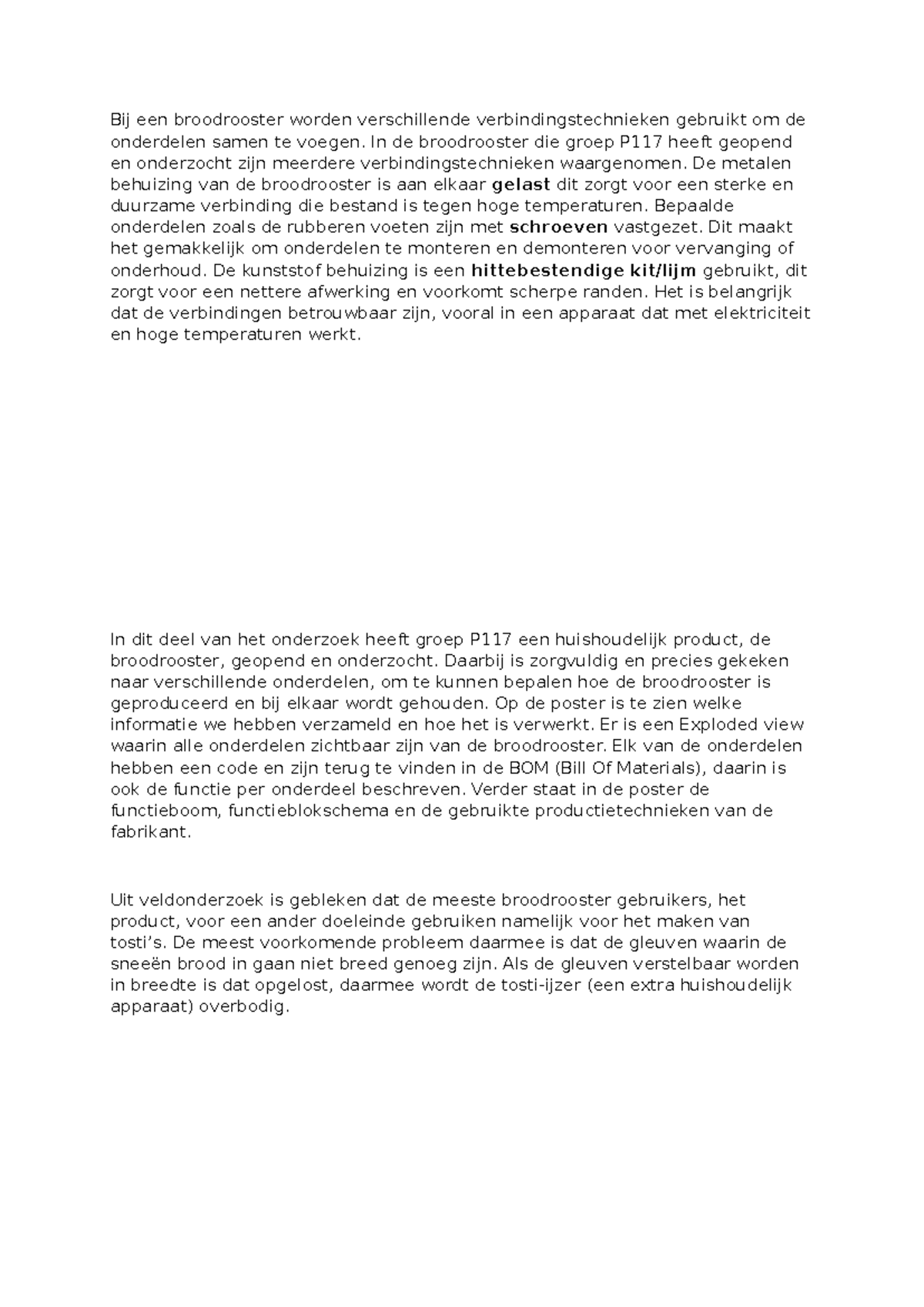 Verbindingstechnieken bij Broodroosters - Groep P117 Onderzoek ...