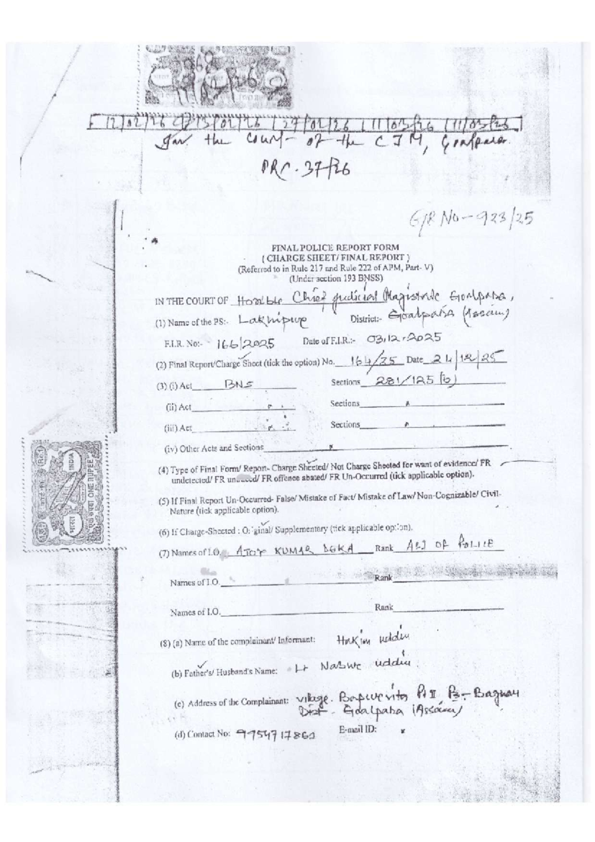 JW Final Police Report Form (CHARCE Final Report) - 2025 - Studocu