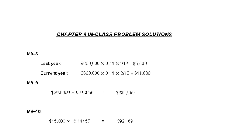 Chapter 9 In-Class Problem Solutions and Payroll Tax Adjustments ...