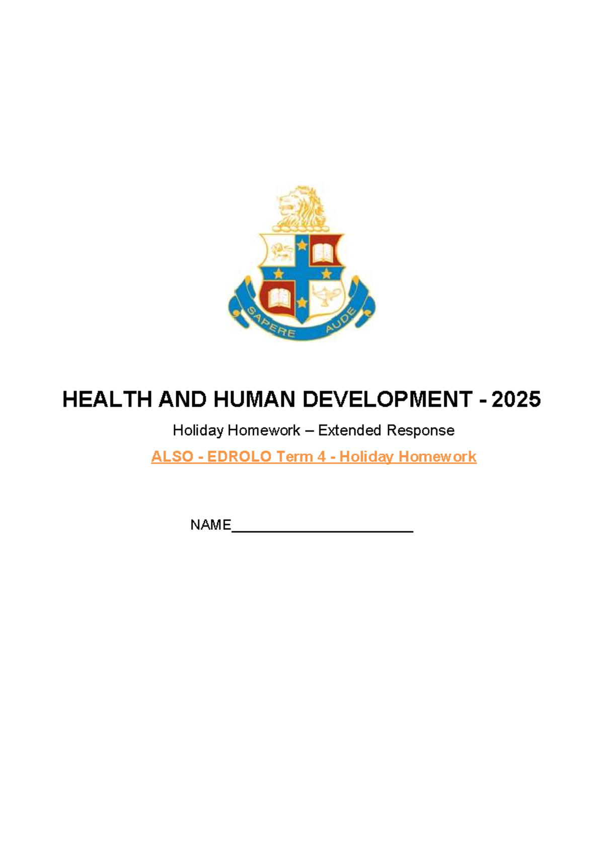 Unit 2 AOS 2 HHD Holiday Homework - Extended Response Checklist - Studocu