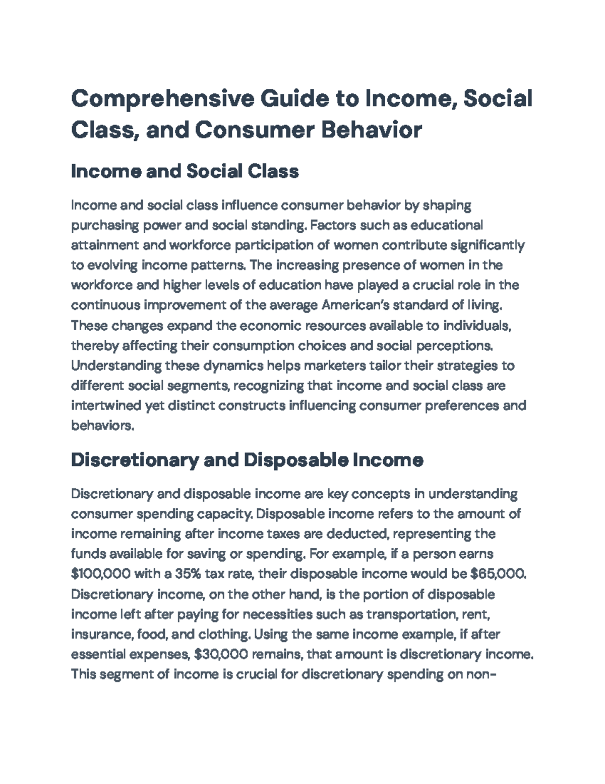 Comprehensive Guide to Income & Social Class: Consumer Behavior ...