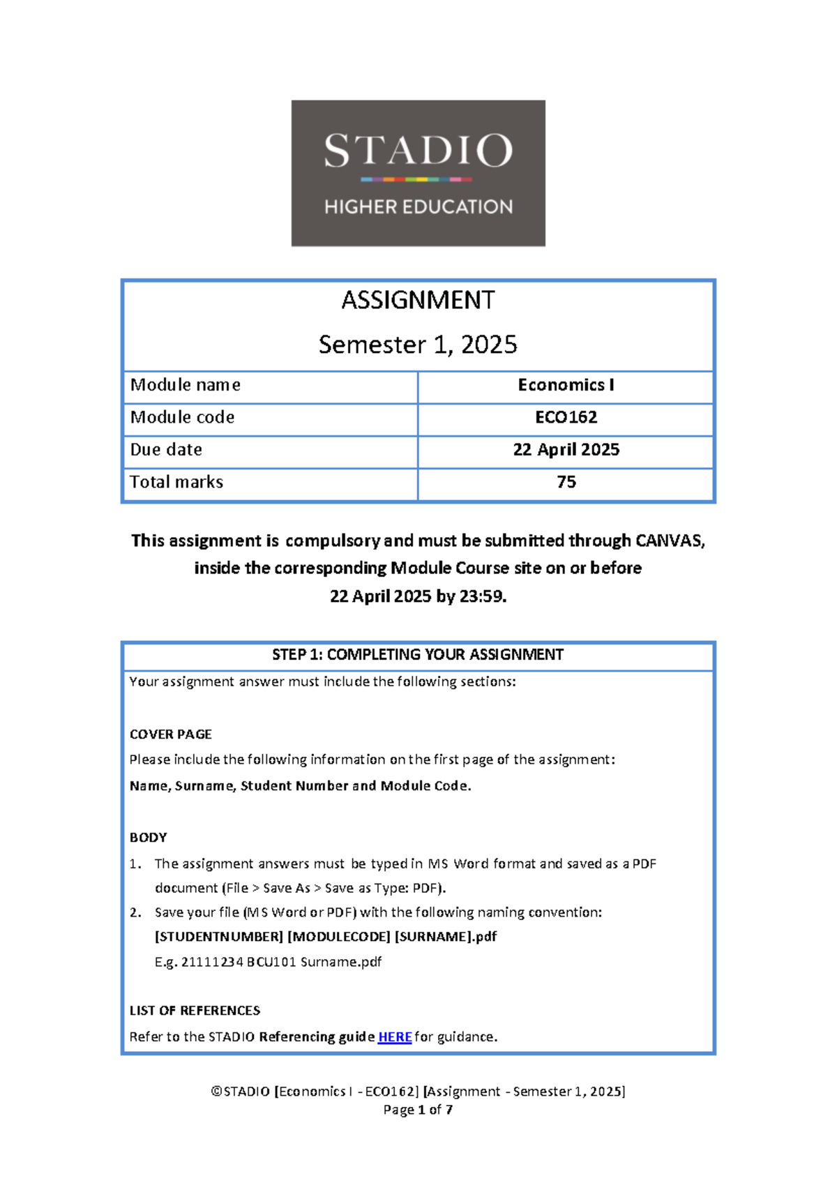 ECO162 Semester 1, 2025 Assignment Guidelines and Economic Analysis - Studocu