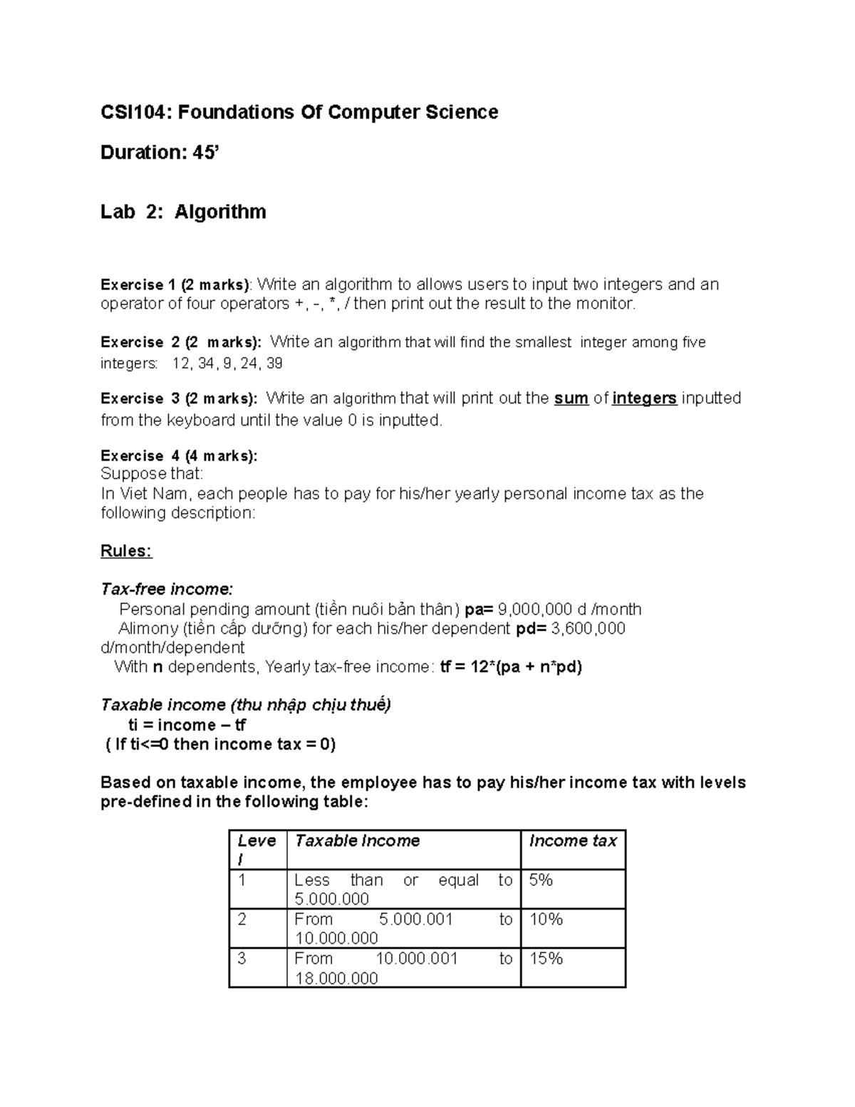 Lab 02 tt - ểager - CSI104: Foundations Of Computer Science Duration ...
