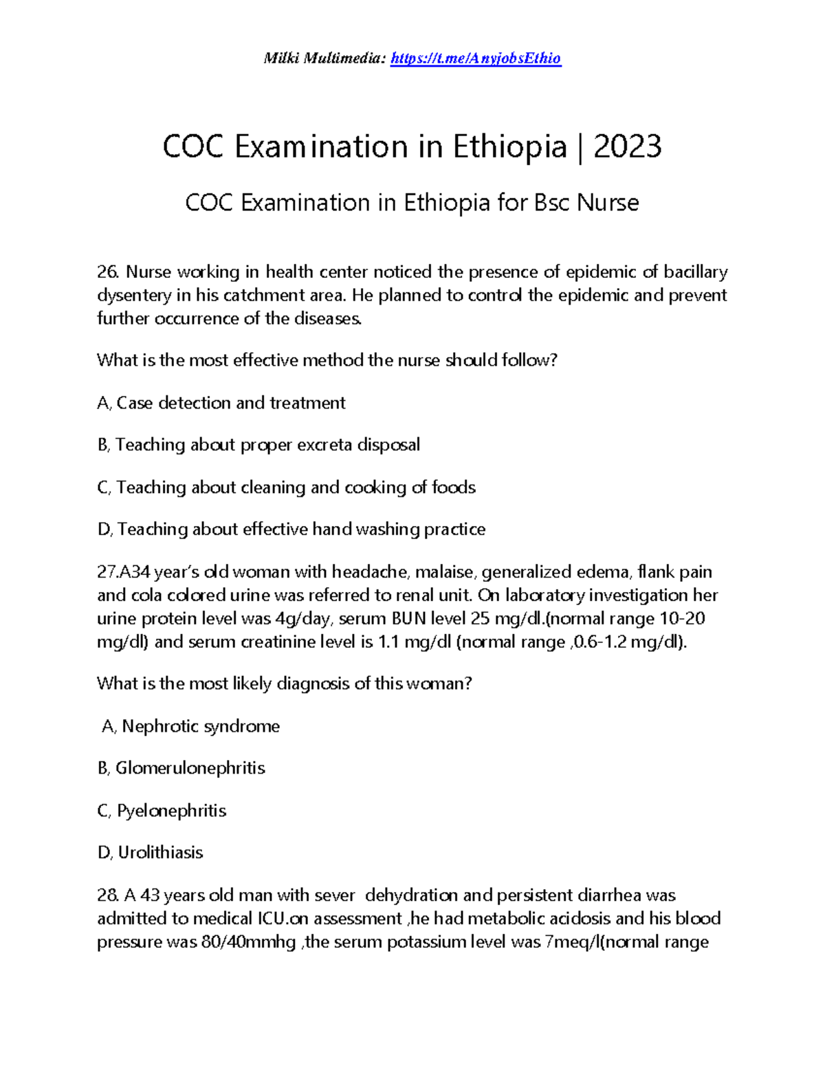 COC Exam BSc Nursing 11 Study Guide Part 2 - 2023 Edition - Studocu