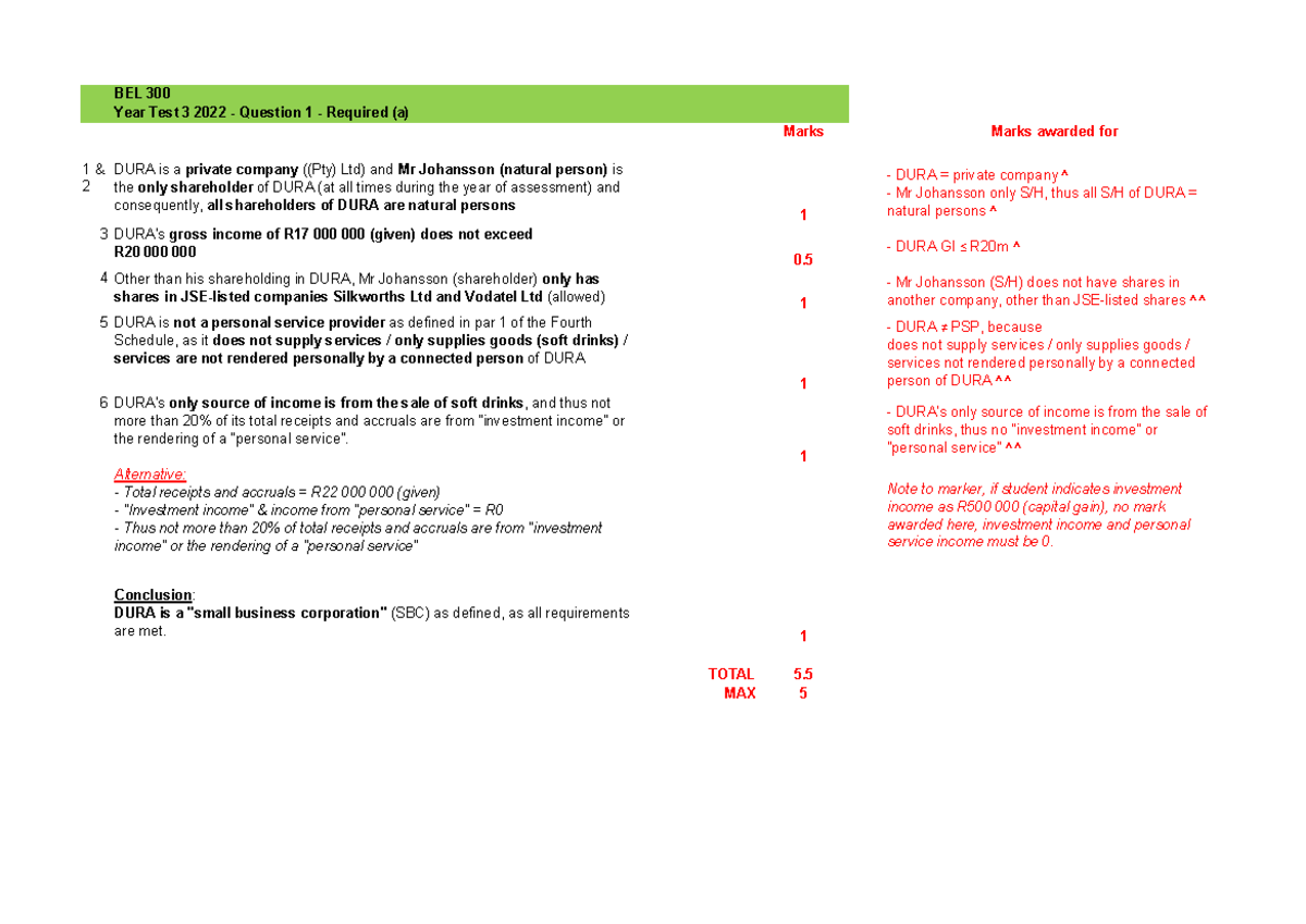 BEL 300 YT3 2022 Solution excl (c)(ii) 221010 1719197 - BEL 300 Year ...