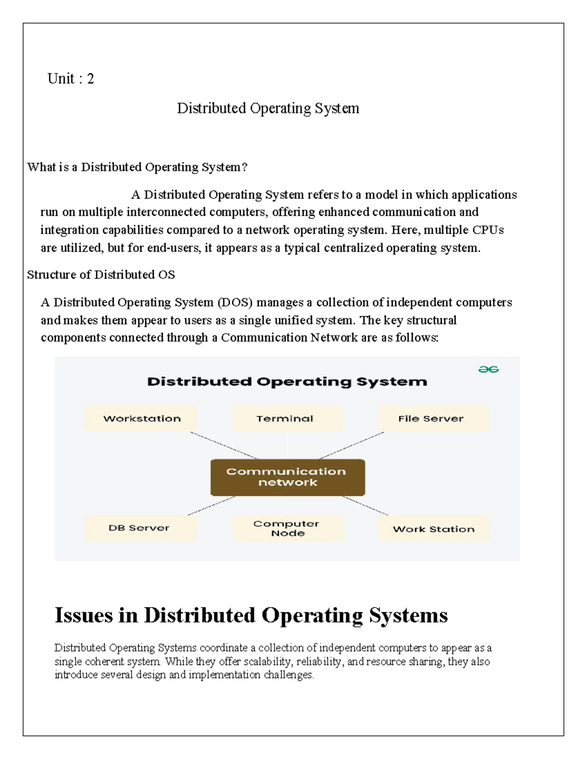Unit 2: Overview of Distributed Operating Systems and Their Challenges ...