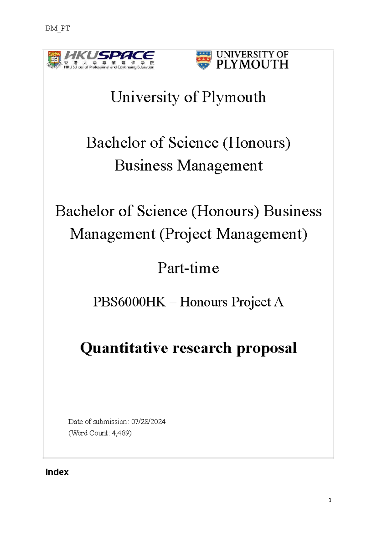 BM_PT Honours Project: Factors Influencing Customer Satisfaction in ...