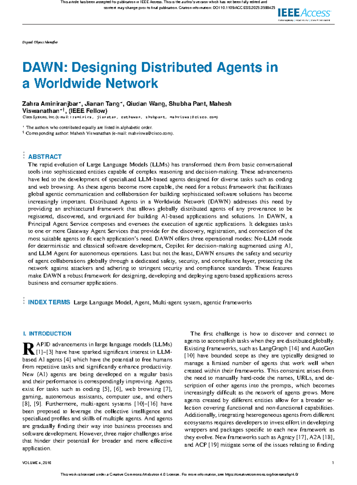 DAWN: Designing Distributed Agents in a Global Network Framework - Studocu