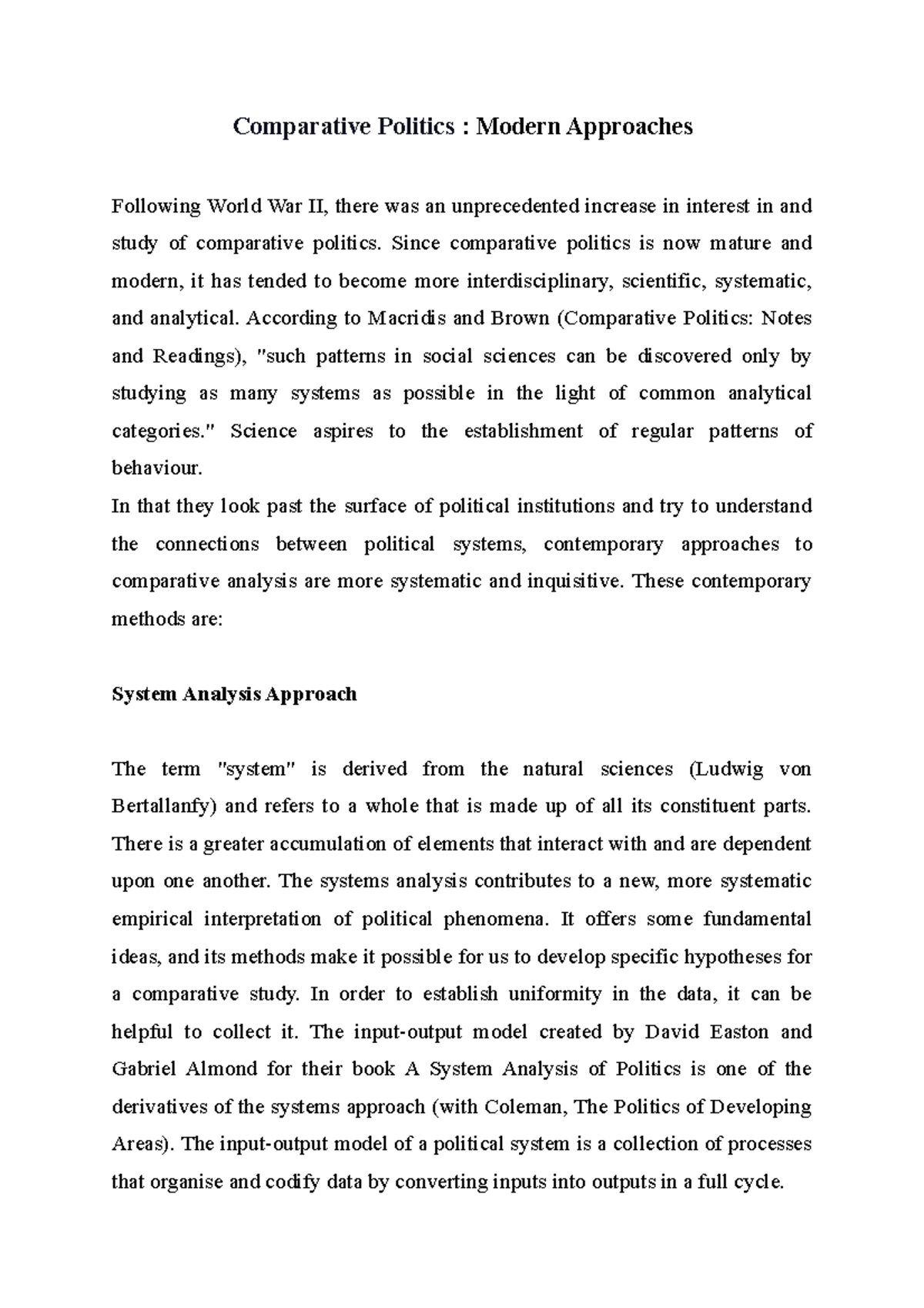 Comparative Politics - Modern Approaches: A Systematic Study of Methods ...