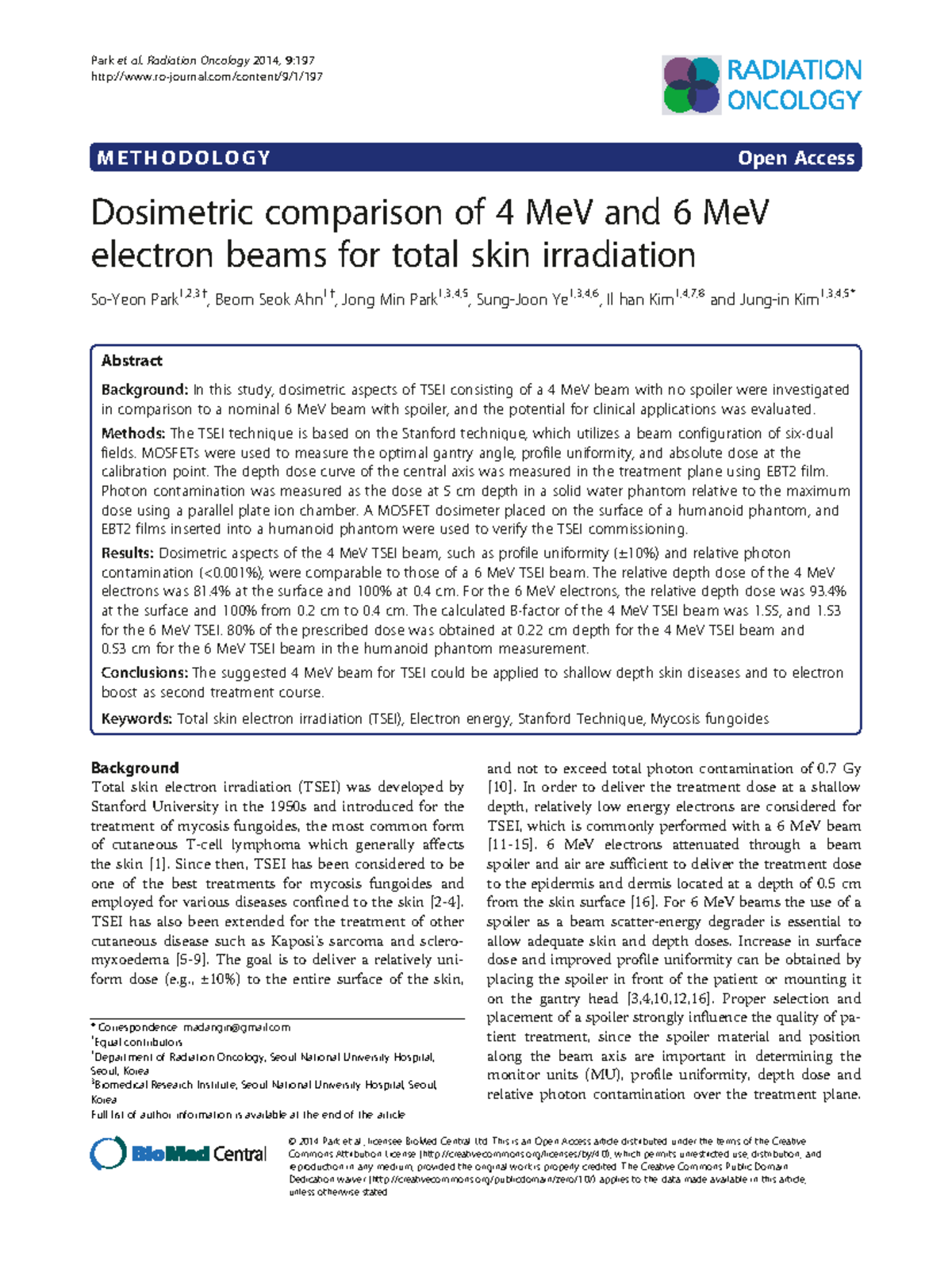 Dosimetric Comparison of 4 MeV vs 6 MeV Electron Beams for TSEI - Studocu