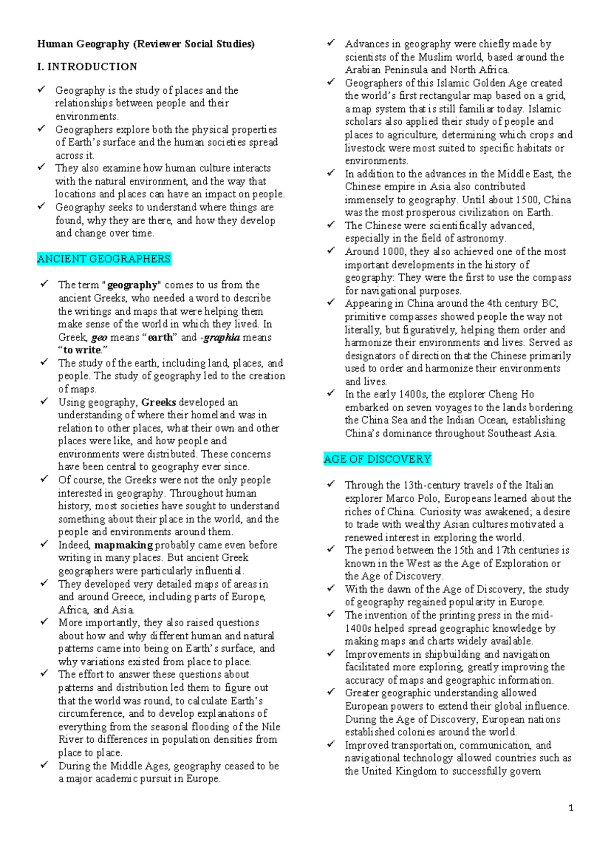 Geography 2: Comprehensive Reviewer for Social Studies - Studocu